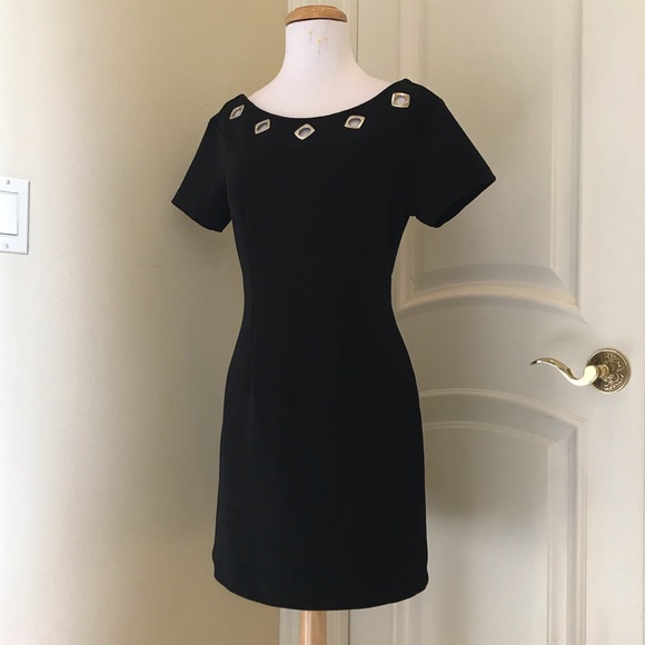 Mark Farrel | Dresses | Vintage 9s Mark Farrel Black Knit Fitted Dress ...